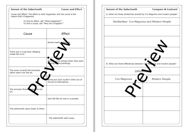 Magic Tree House "Sunset of the Sabertooth" worksheets | Made By Teachers