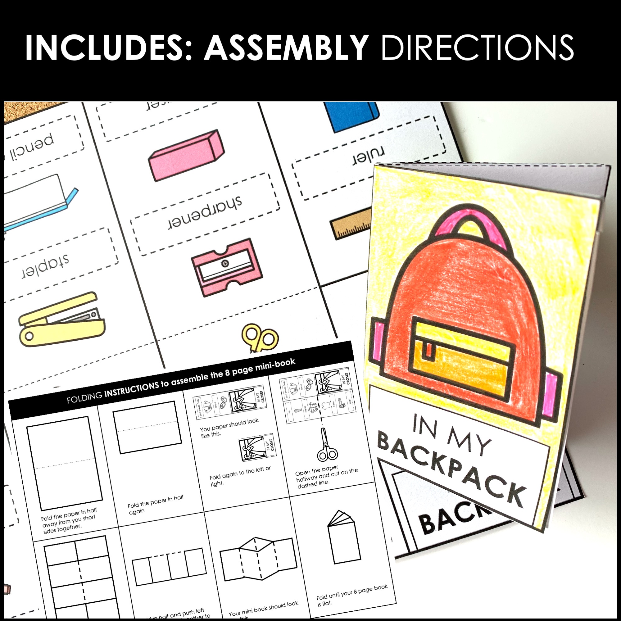 School Supplies Vocabulary Mini-Book | Classroom Vocabulary Picture ...