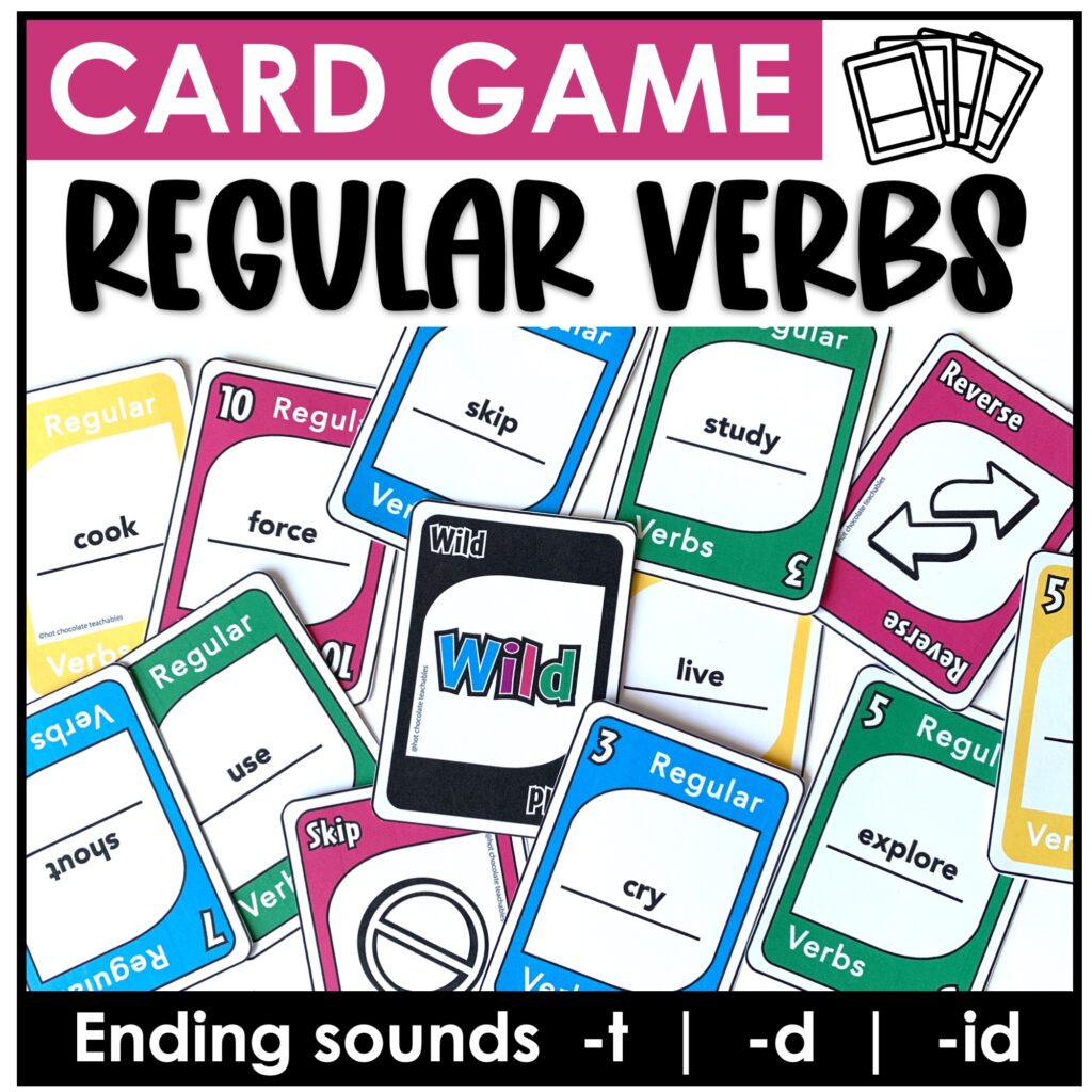 Regular Past Tense Verb Card Game - Ending Pronunciations -t -d -id ...