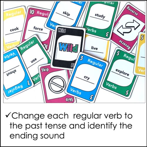Regular Past Tense Verb Card Game - Ending Pronunciations -t -d -id ...