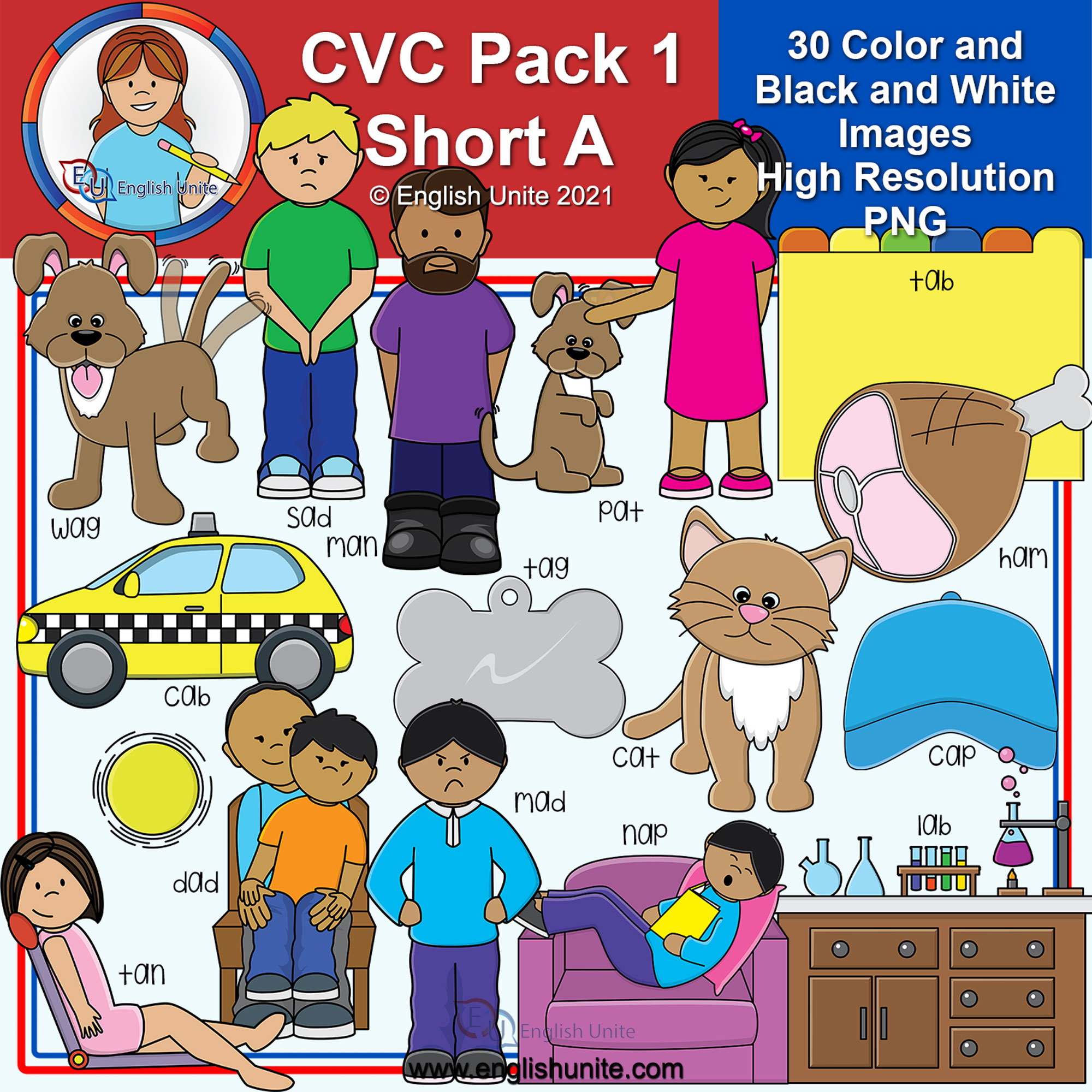 Clip Art - CVC Pack 1 - Short A | Made By Teachers