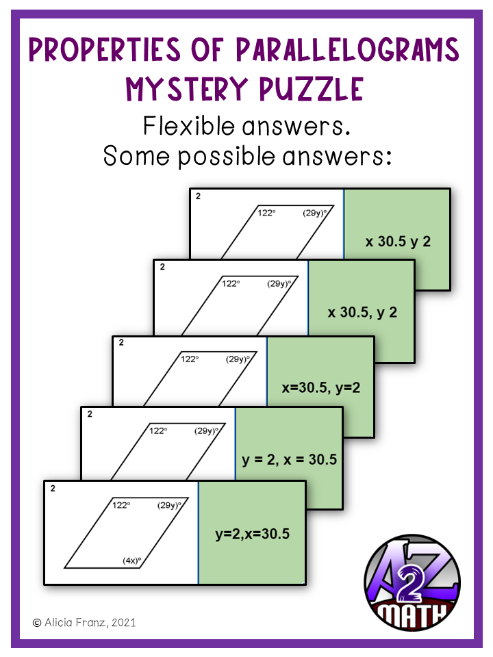 Parallelogram Properties Activity Digital Pixel Art Mystery Puzzle ...