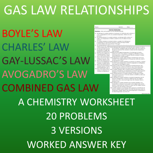 Boyle's, Charles', Avogadro's, Gay-Lussac's, and Combined Gas Laws ...