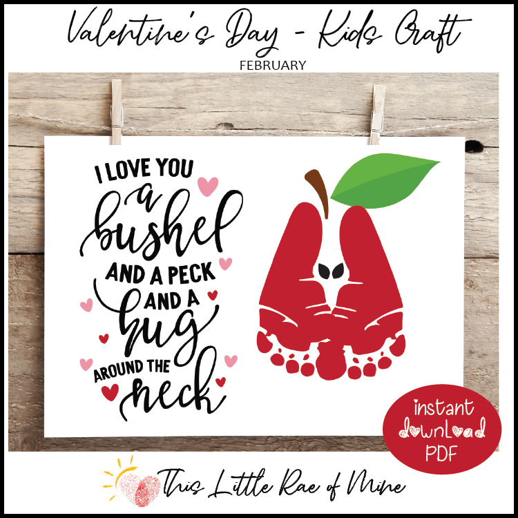 Love you - bushel - peck - hug - apple - Valentine's Day - printable ...
