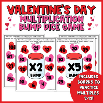 Valentine's Day Multiplication Bump Game, Valentine's Day Activity ...