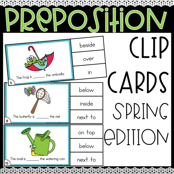 Spring Preposition Clip Cards Task Cards Spring Positional Words | Made ...