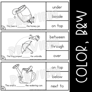 Spring Preposition Clip Cards Task Cards Spring Positional Words | Made ...