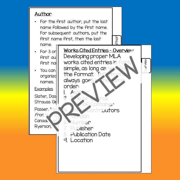 MLA Referencing/Citations Flip Book | Made By Teachers
