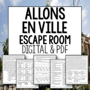 Nous Allons en Ville French Escape Room for city and places vocabulary ...