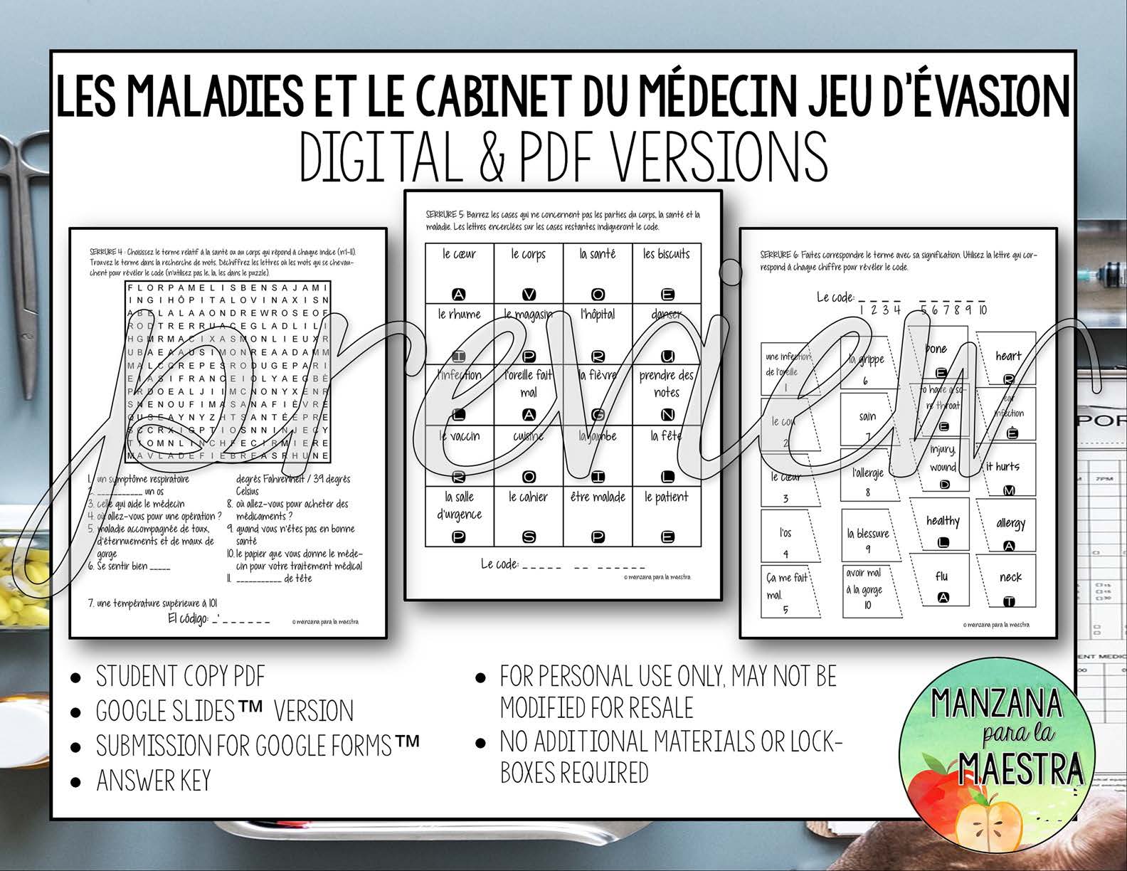 Chez le Médecin French escape room | Made By Teachers