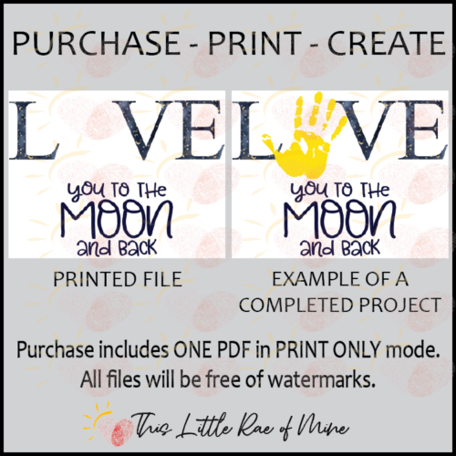 Love you to the moon and back - Valentine's Day - printable - Handprint ...