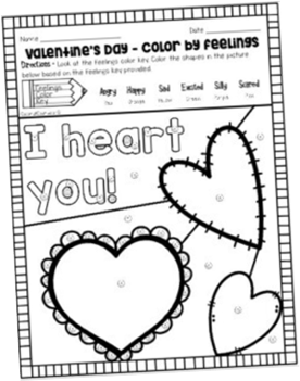 Valentine's Day Color by Feeling Worksheets | Made By Teachers