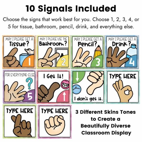 Classroom Hand Signals - Editable Posters - Multicultural | Made By ...