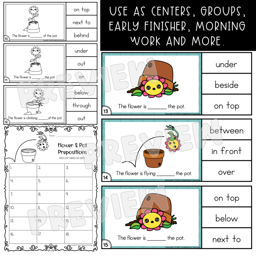 Spring Preposition Clip Cards Preposition Task Card Bundle | Made By ...