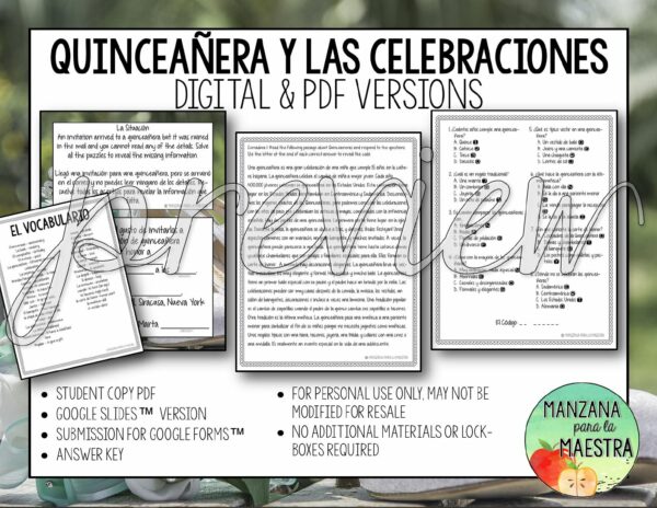 Quinceanera y las Celebraciones Escape Room for Spanish | Made By Teachers