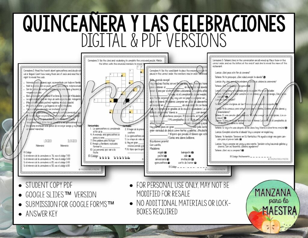 Quinceanera y las Celebraciones Escape Room for Spanish | Made By Teachers