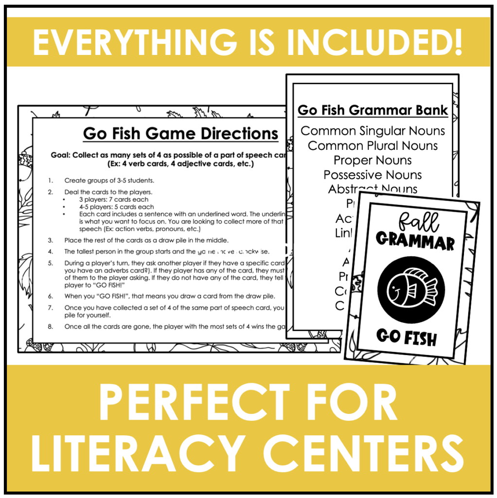 Fall Grammar Games | Go Fish | Made By Teachers