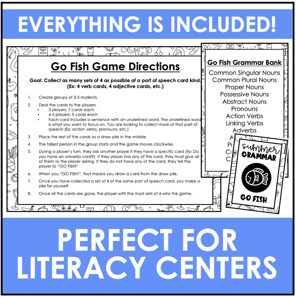 Summer Grammar Games | Go Fish | Made By Teachers