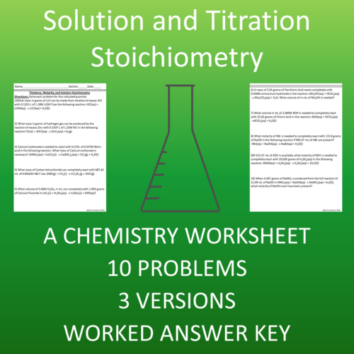 Solution and Titration Stoichiometry: a Chemistry Worksheet | Made By ...