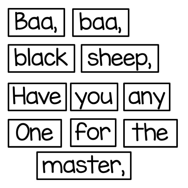 Pocket Chart Poem Baa Baa Black Sheep Nursery Rhyme | Made By Teachers