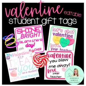 Student Valentine Gift Tags-EDITABLE | Made By Teachers