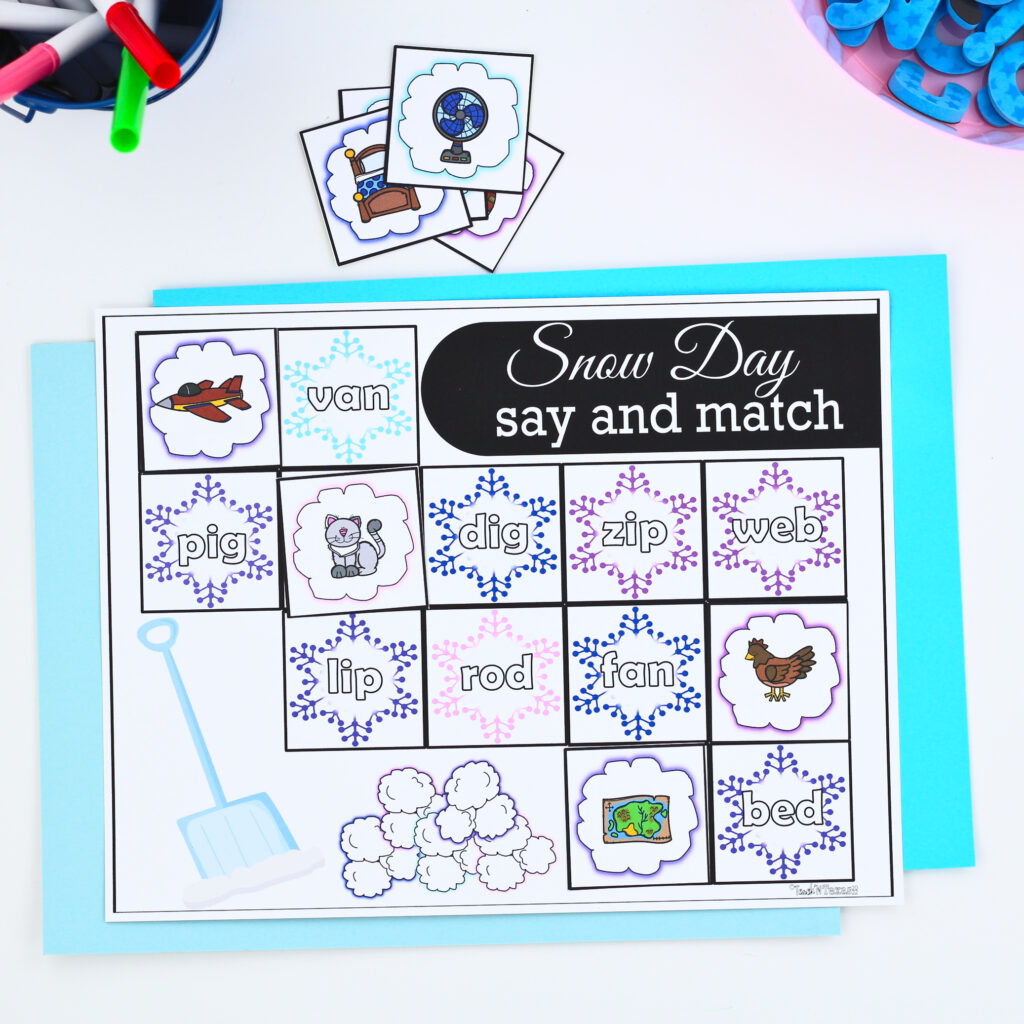 CVC word matching phonics word work | Made By Teachers