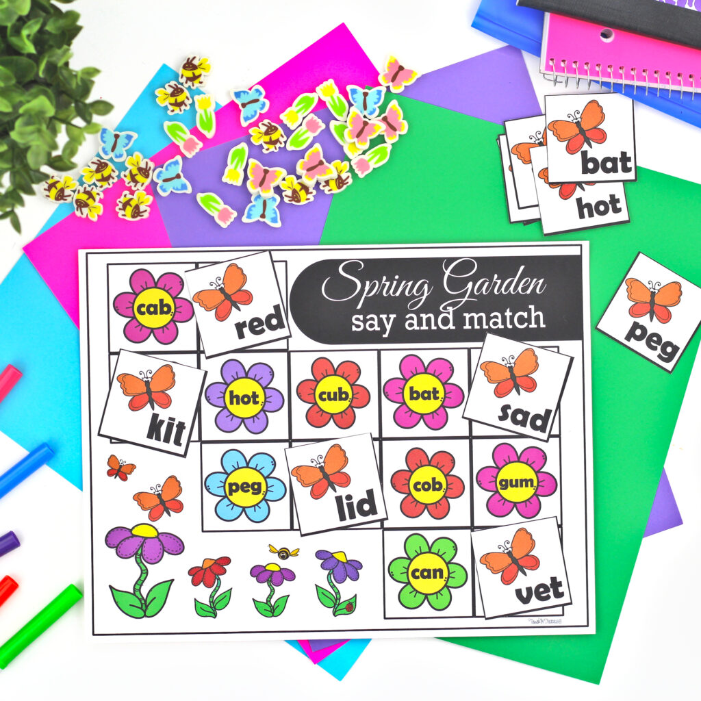 CVC word matching phonics word work | Made By Teachers