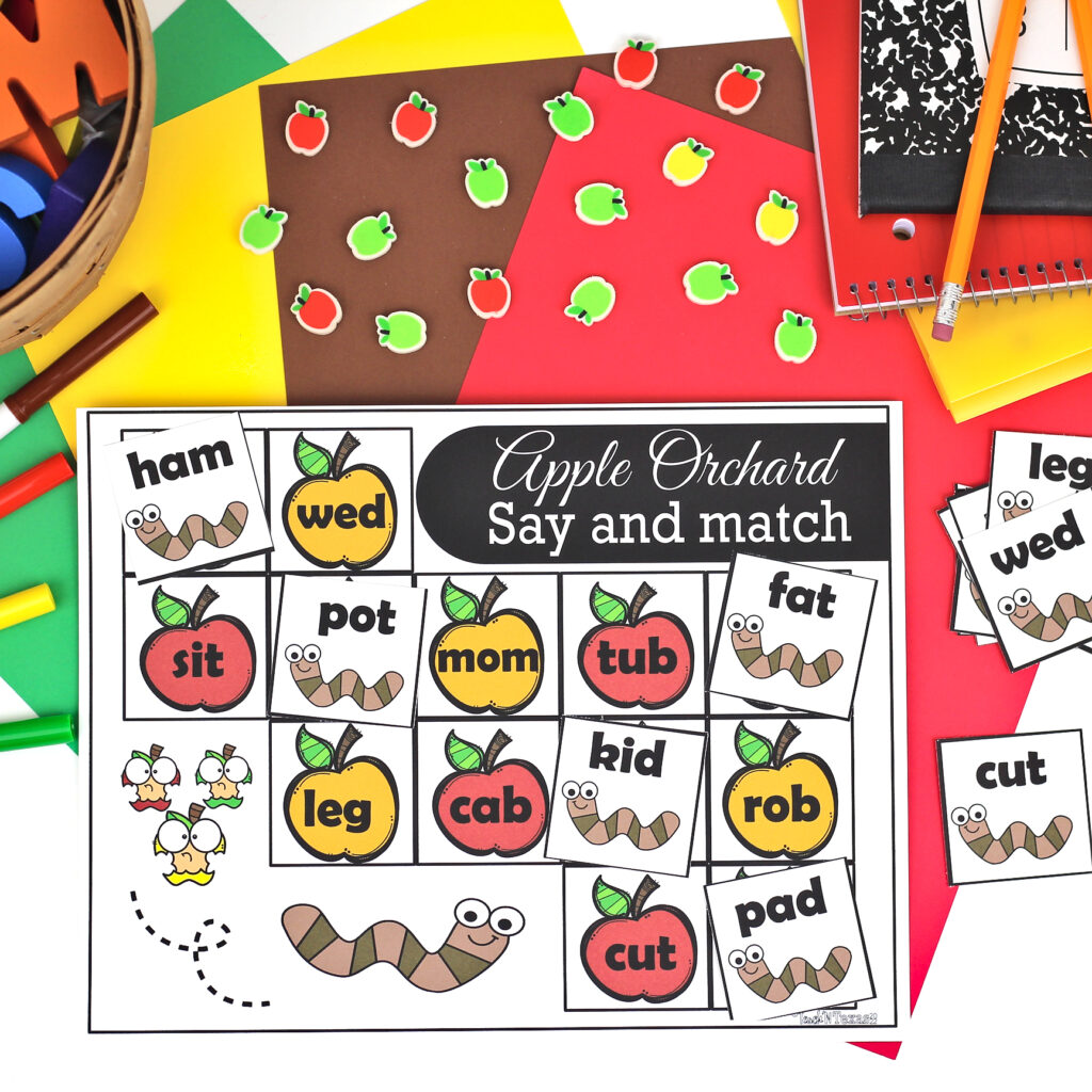 CVC word matching phonics word work | Made By Teachers