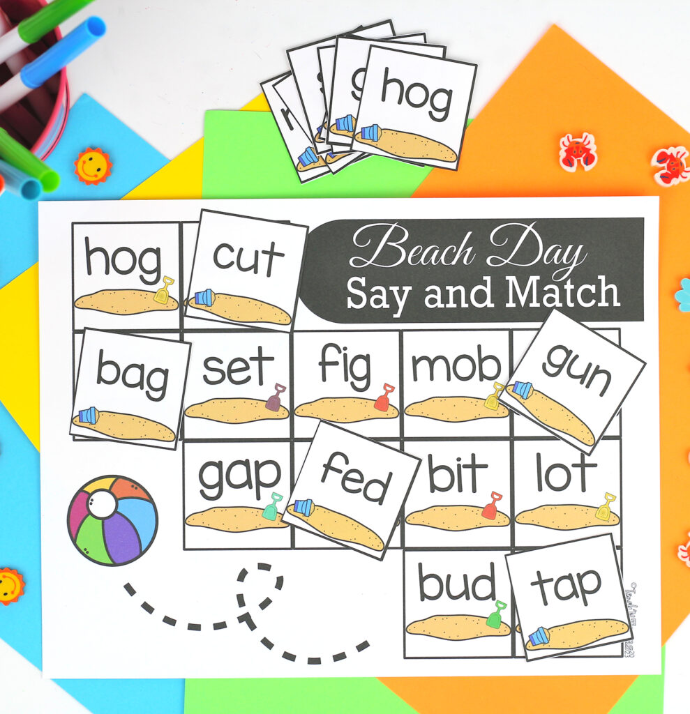 CVC word matching phonics word work | Made By Teachers