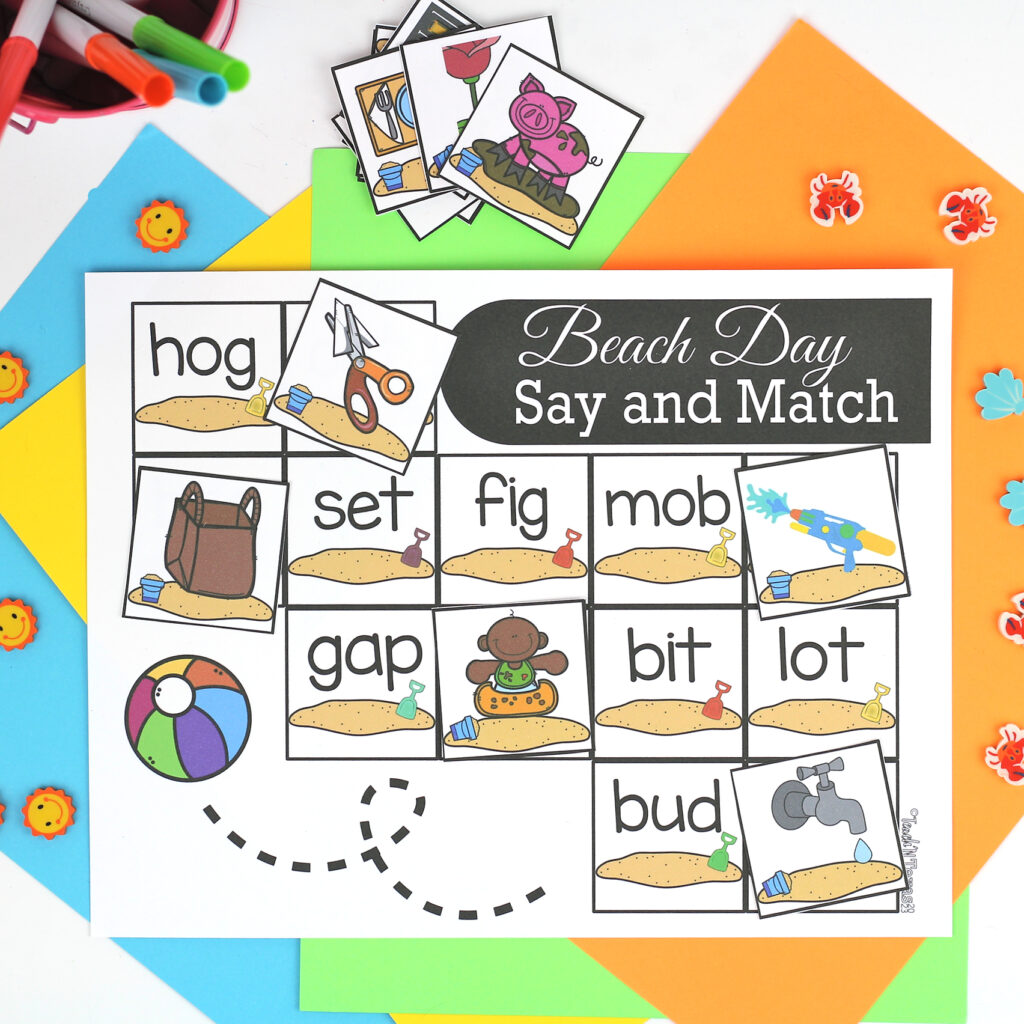CVC word matching phonics word work | Made By Teachers