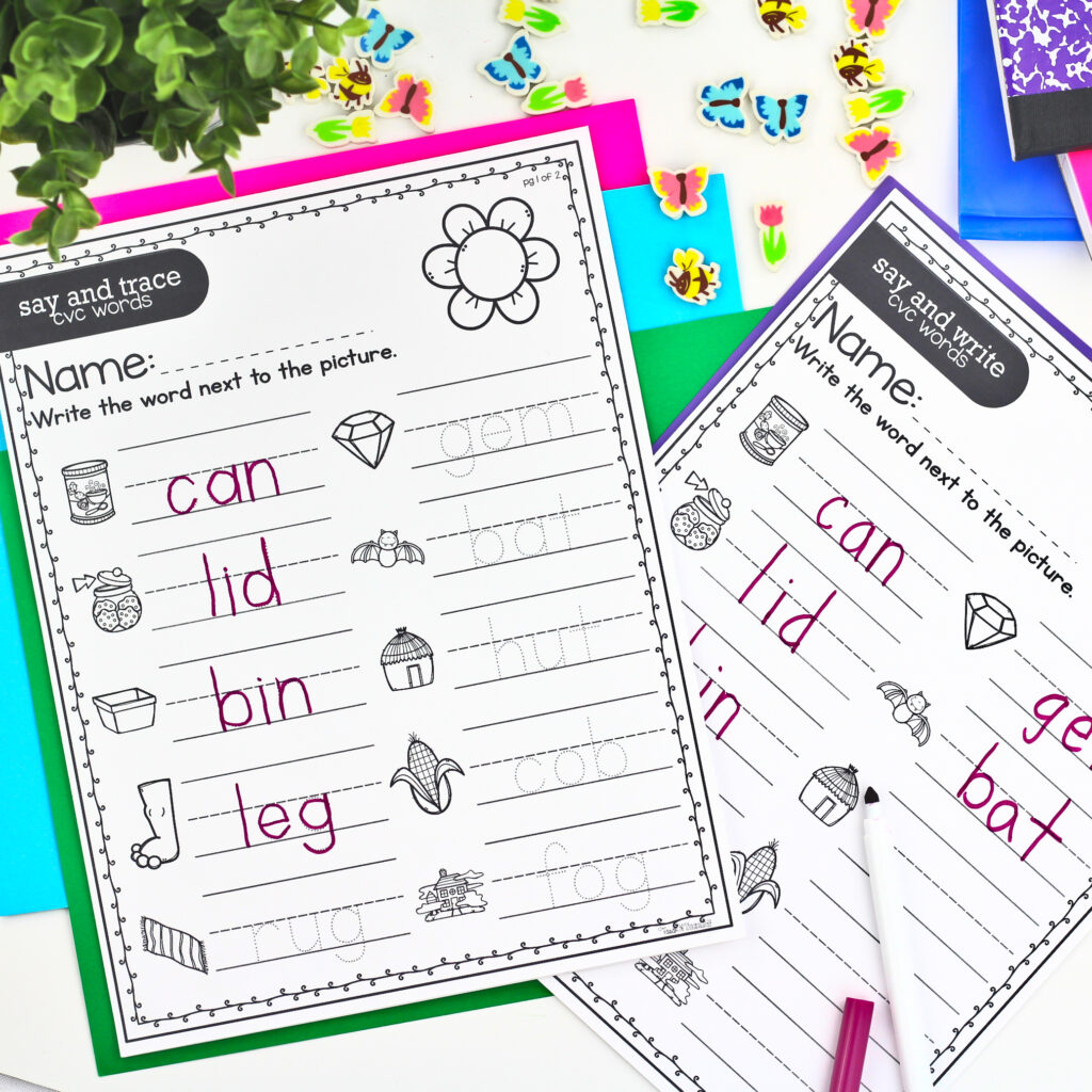 CVC word matching phonics word work | Made By Teachers