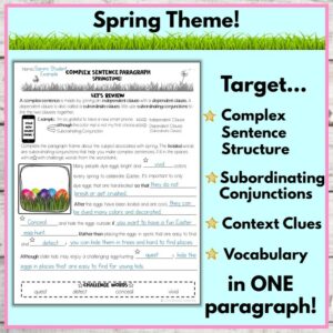 Writing Complex Sentences With Subordinating Conjunctions, Paragraph ...