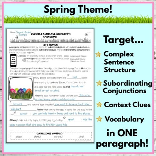 Writing Complex Sentences With Subordinating Conjunctions, Paragraph ...