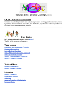 Complete Online Distance Learning 6th Math Numerical Expressions 6.A.2. ...