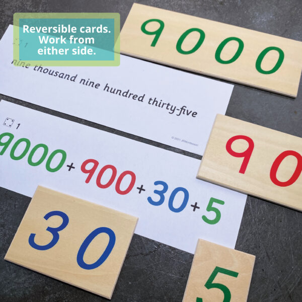 Montessori Math Place Value Notation Cards Set 4: Words and Expanded ...