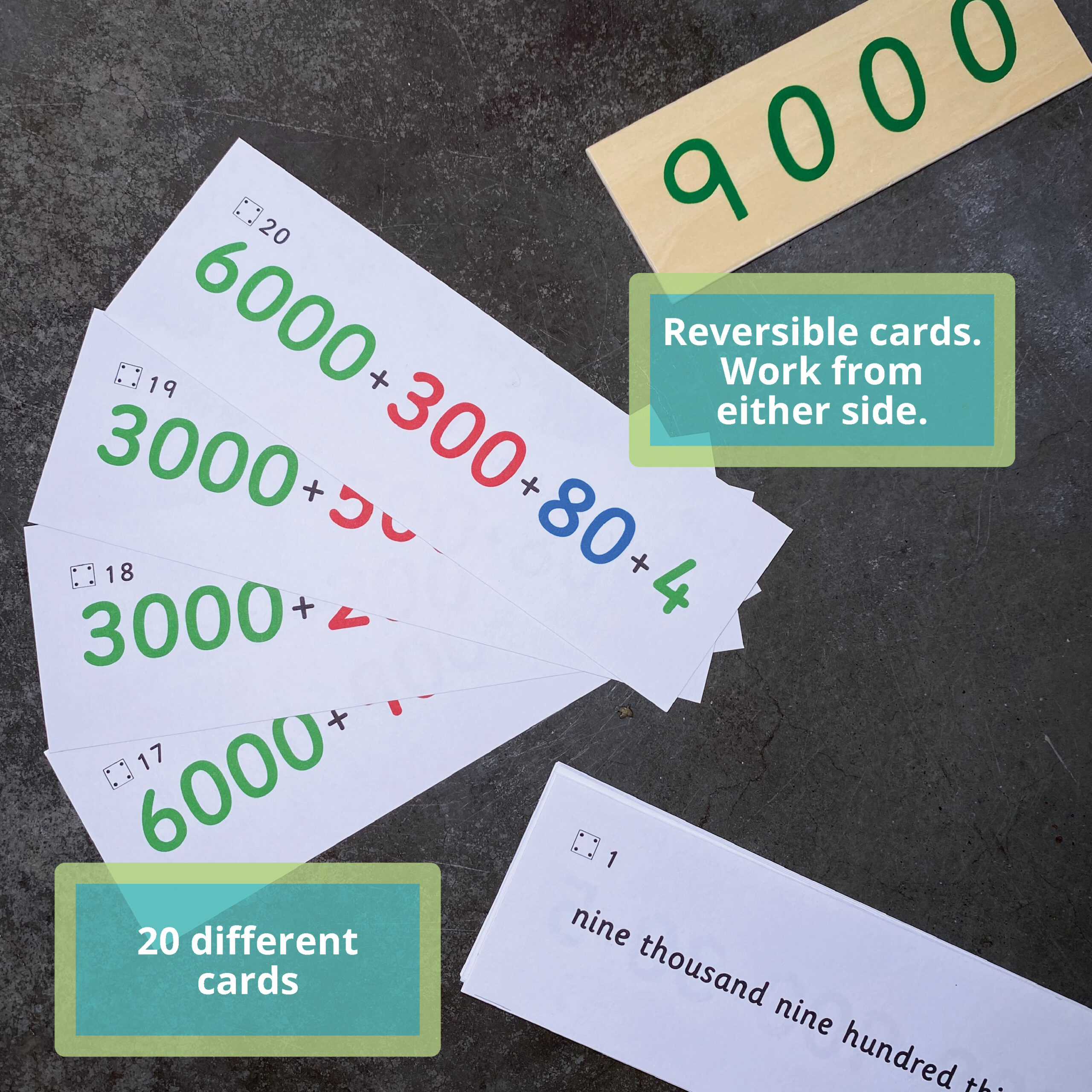 Montessori Math Place Value Notation Cards Set 4: Words and Expanded ...