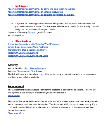Complete Online Distance Learning 6th Math Write and Solve Equations 6 ...