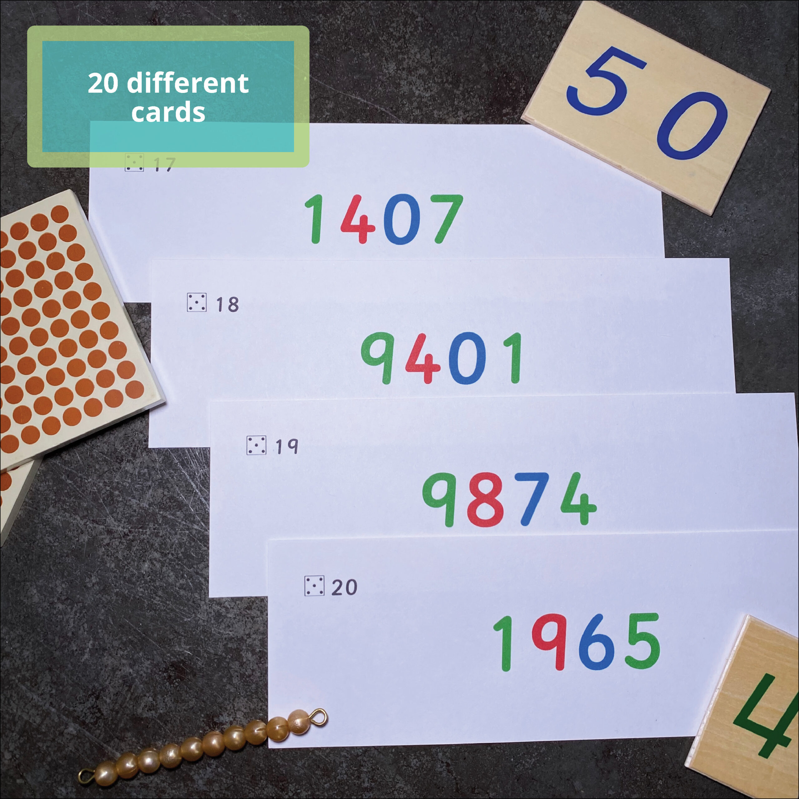 Montessori Math Place Value Notation Cards Set 5: Standard and Golden ...