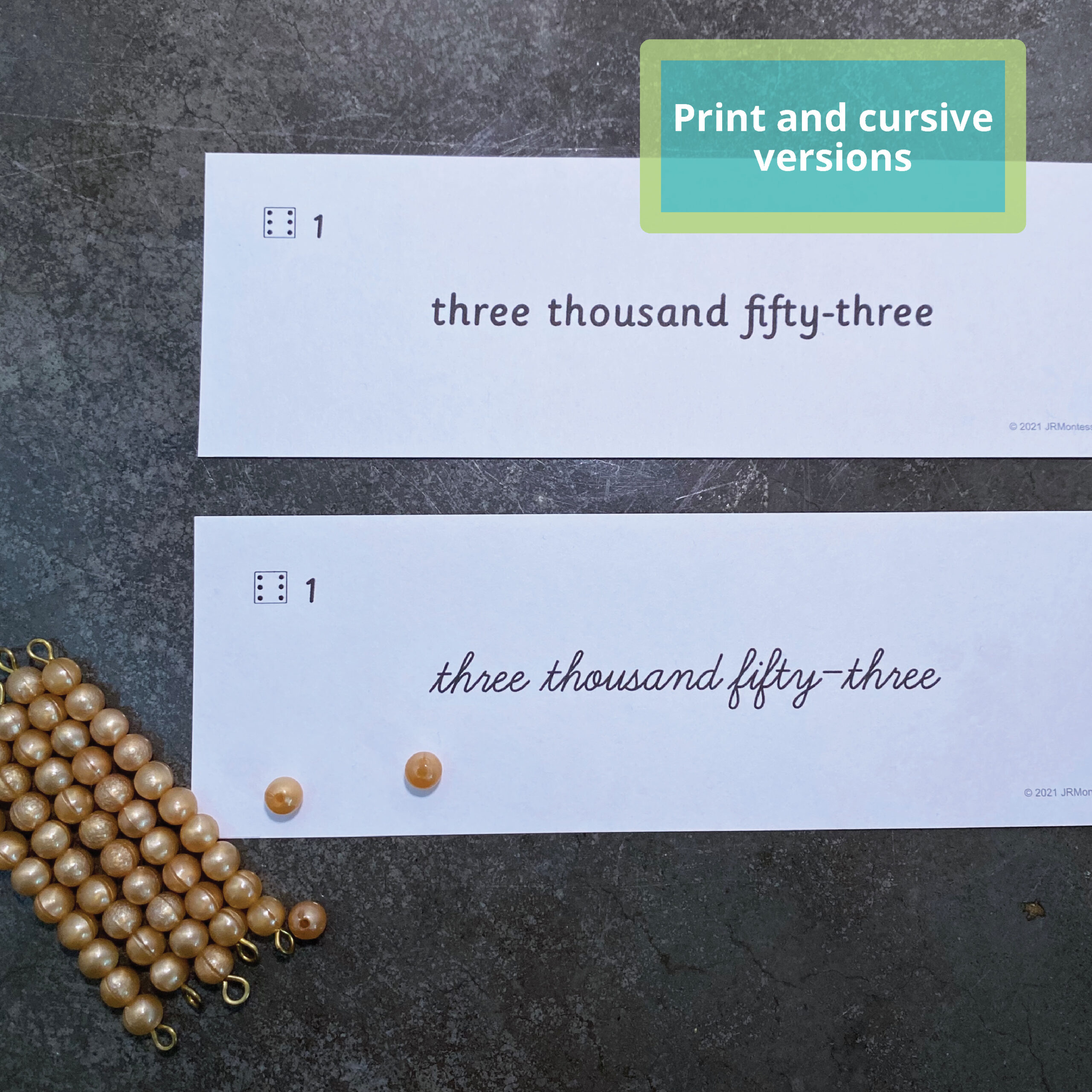 Montessori Math Place Value Notation Cards Set 6: Words and Golden ...