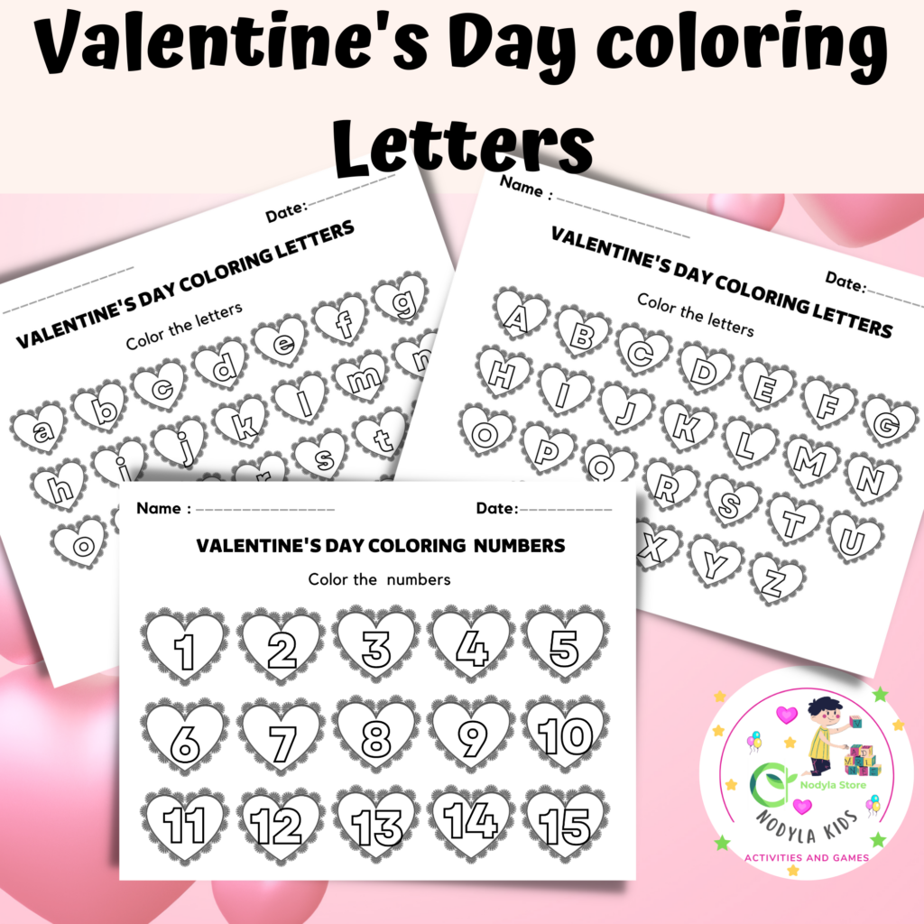 Valentine's Day coloring Letters and numbers | Made By Teachers