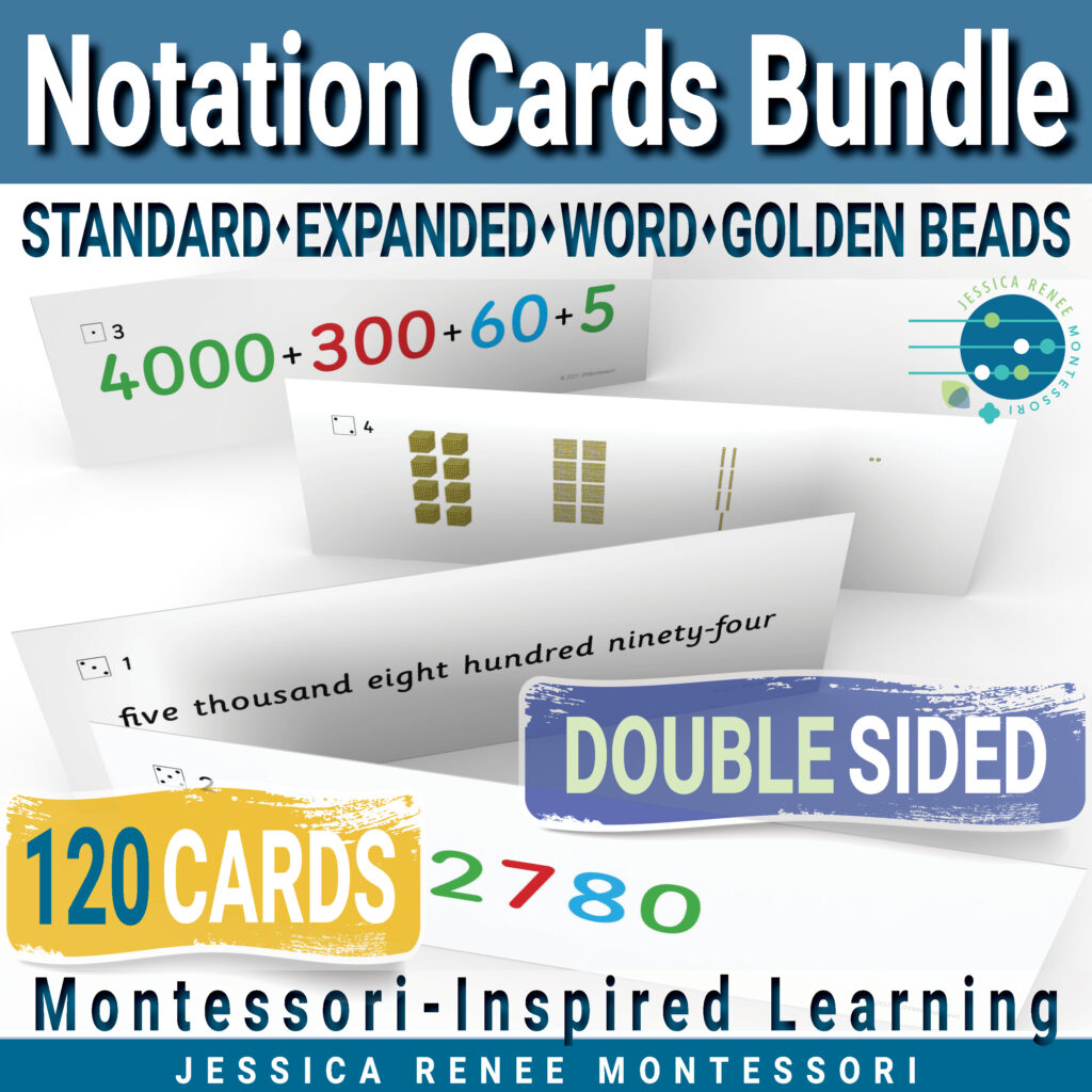 Montessori Math Place Value Notation Cards Bundle with Expanded Form ...