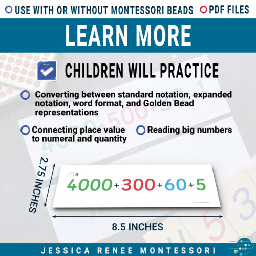 Montessori Math Place Value Notation Cards Bundle with Expanded Form ...