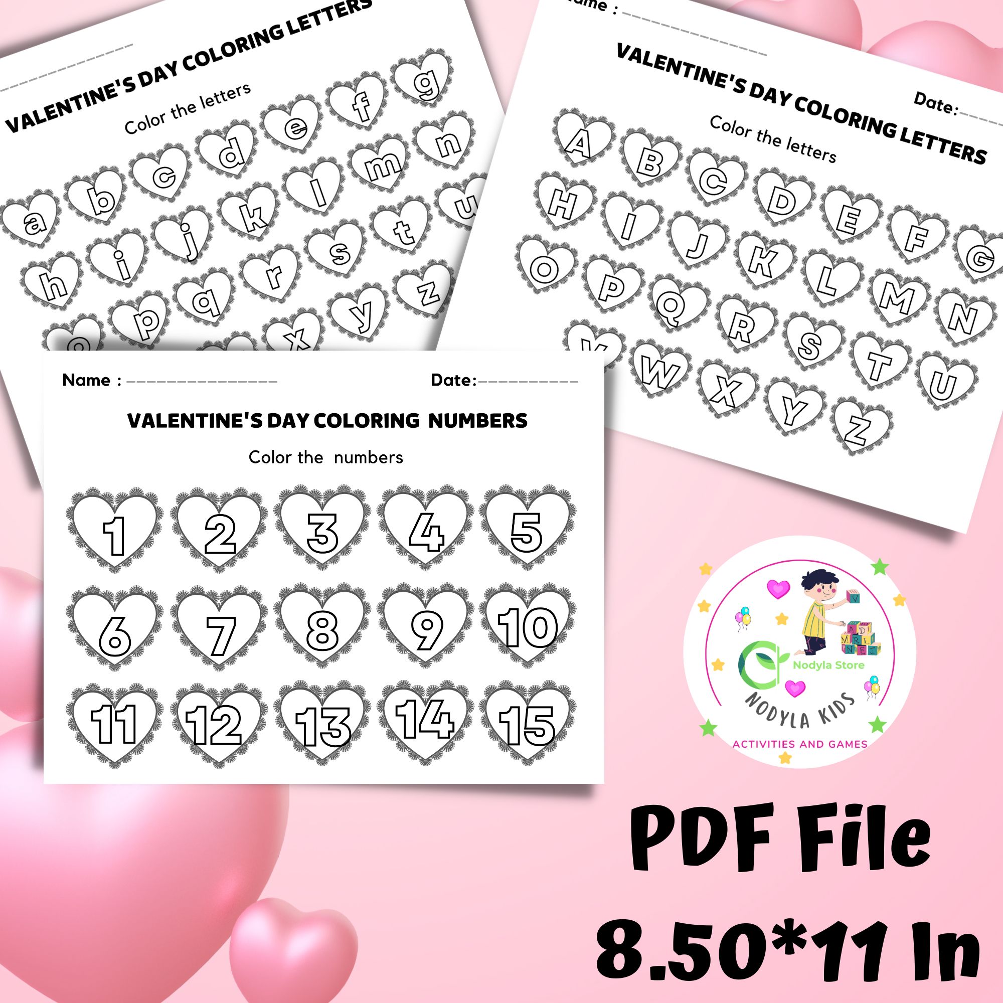 Valentine's Day coloring Letters and numbers | Made By Teachers