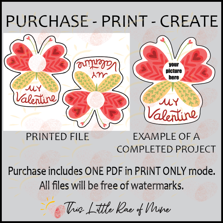 My Valentine - Butterfly - Photo - Valentine's Day Keepsake - Printable ...