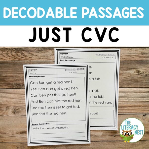 CVC Words Decodable Passages for Orton-Gillingham Lessons | Made By ...