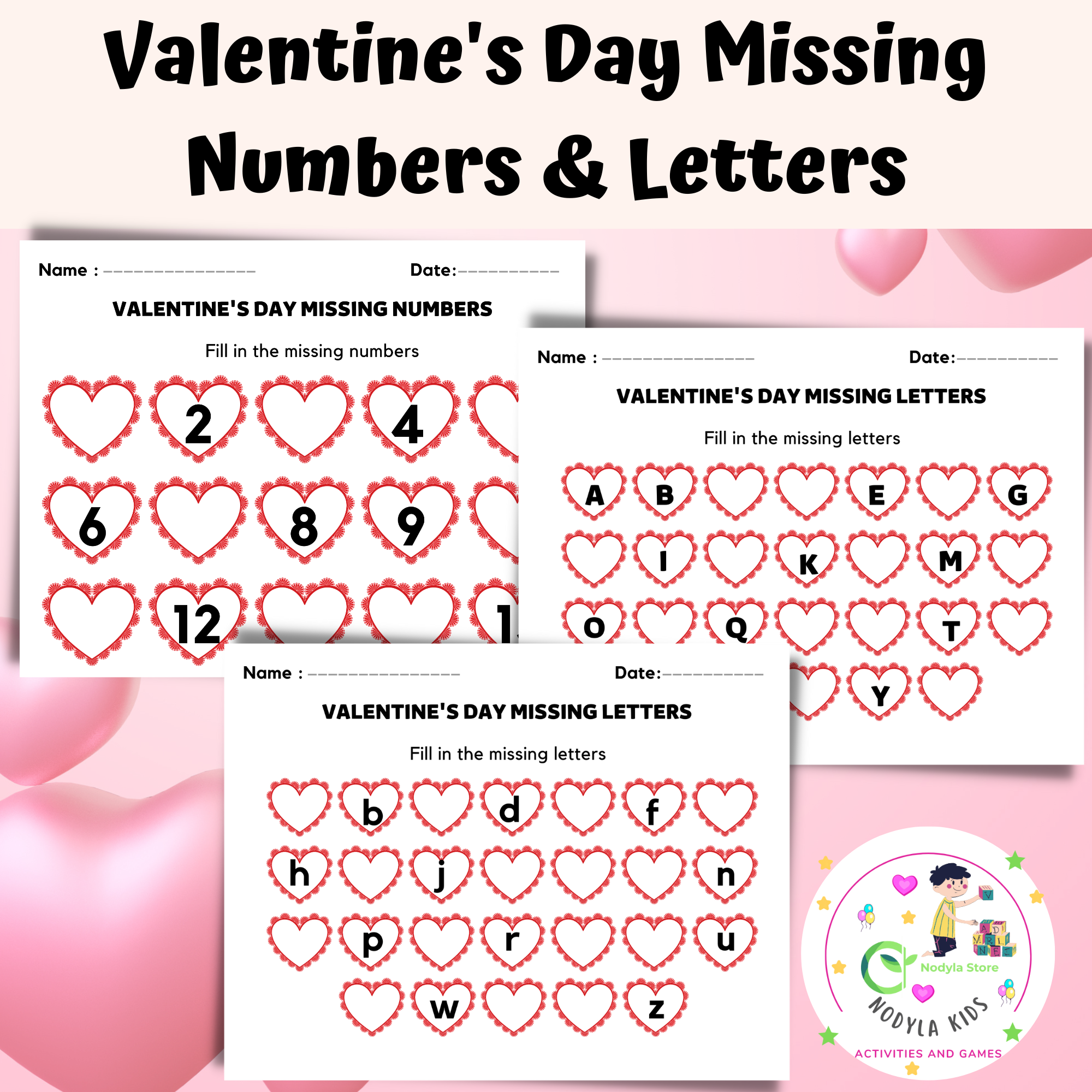 Valentine's Day Missing Letters and numbers | Made By Teachers