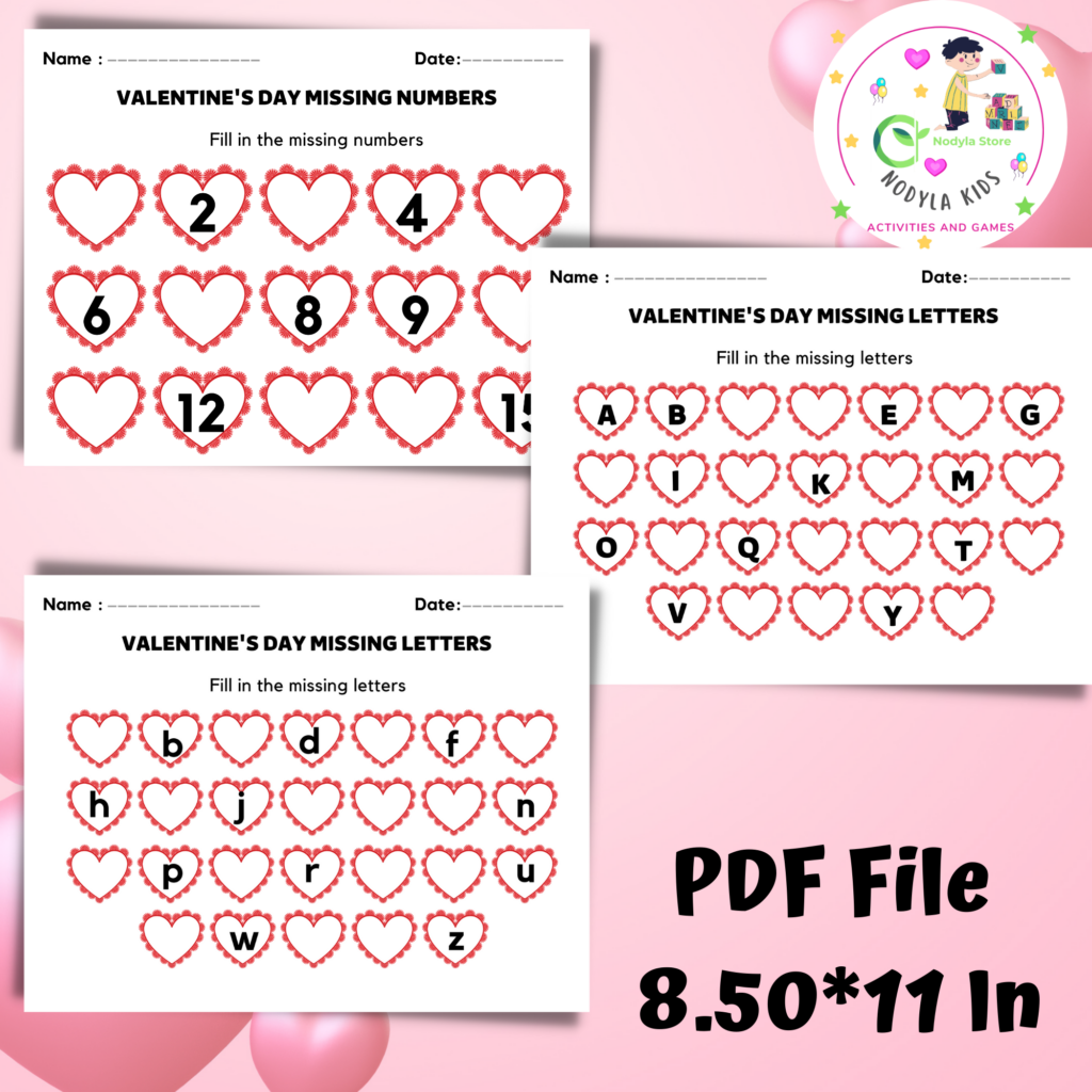 Valentine's Day Missing Letters and numbers | Made By Teachers