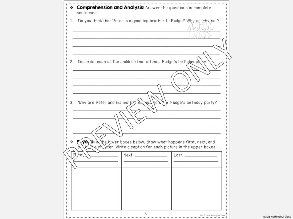 Tales of a Fourth Grade Nothing Novel Study | Comprehension and ...