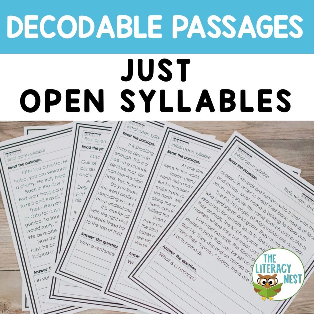 Decodable Passages for Open Syllables | Made By Teachers