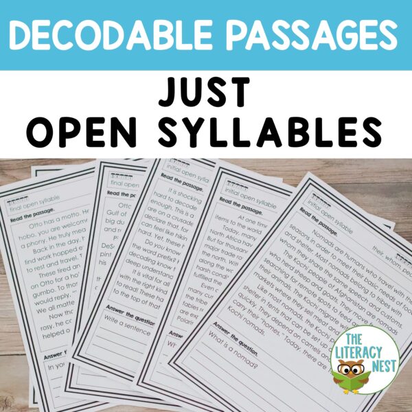Decodable Passages for Open Syllables | Made By Teachers